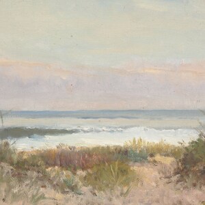 Vintage Seashore Oil Painting Art Print, Coastal Painting, Pastel ...