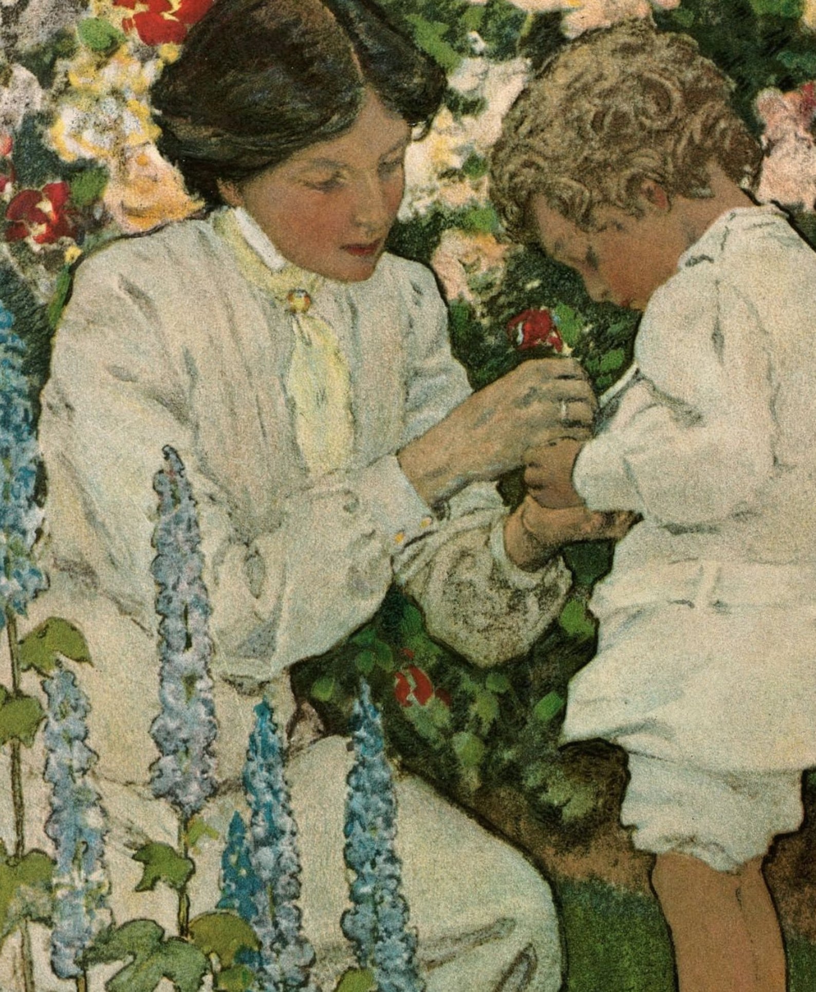 Vintage Childrens Illustration, in the Garden, Early 1900s Childrens ...