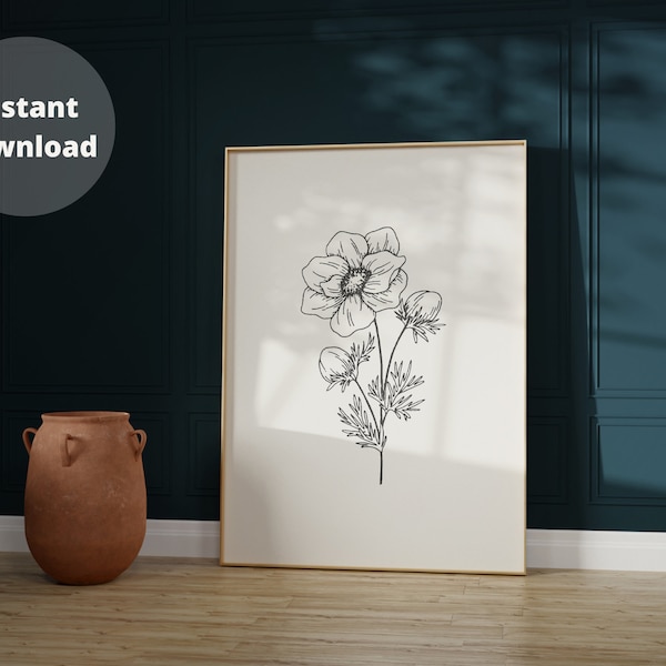 Anemone Line Drawing - Etsy