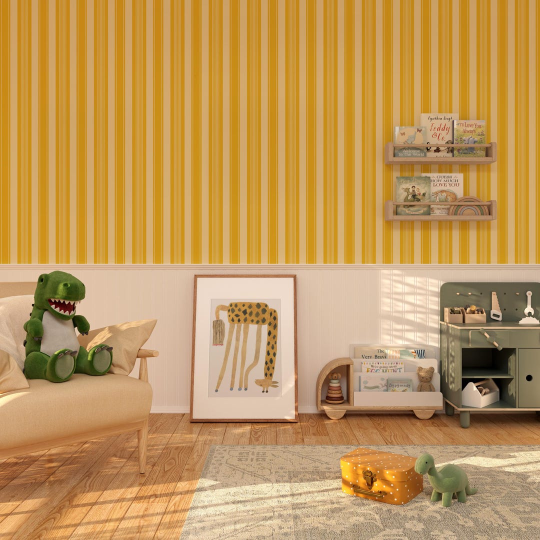 Laken Stripe - Classic Yellow, Traditional Stripe Yellow Removable ...