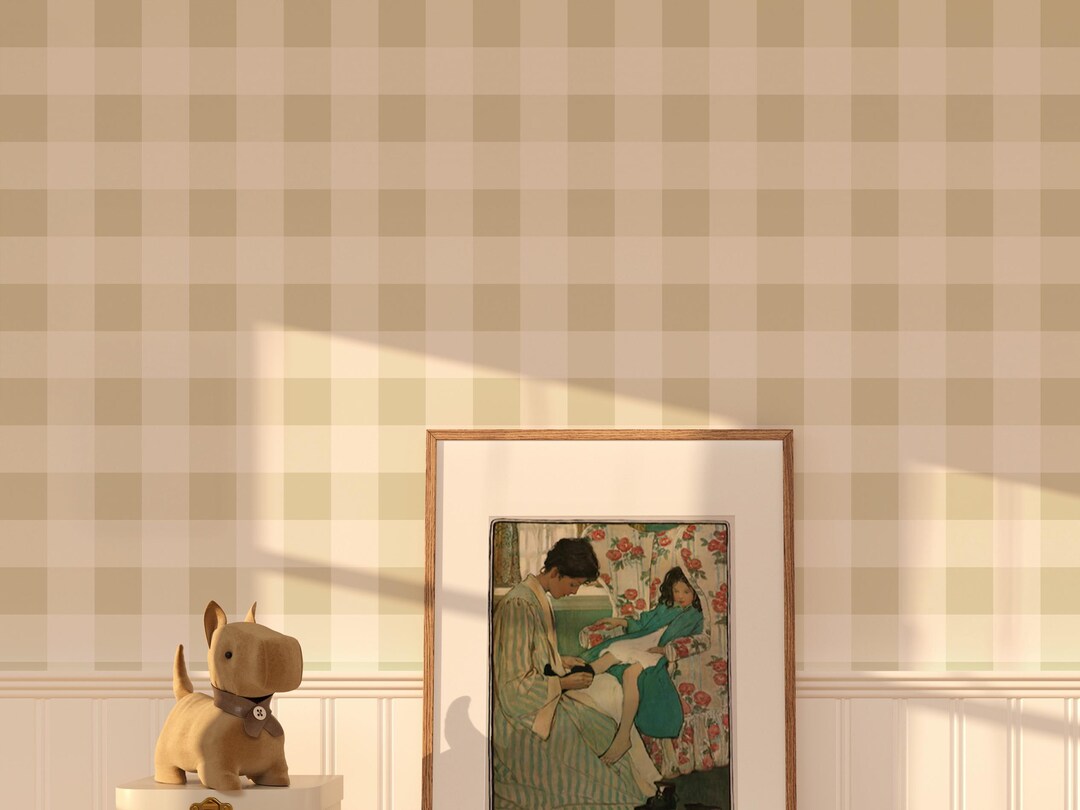 Buffalo Check Removable Wallpaper - Beige - 3 Inch Check Peel and Stick ...