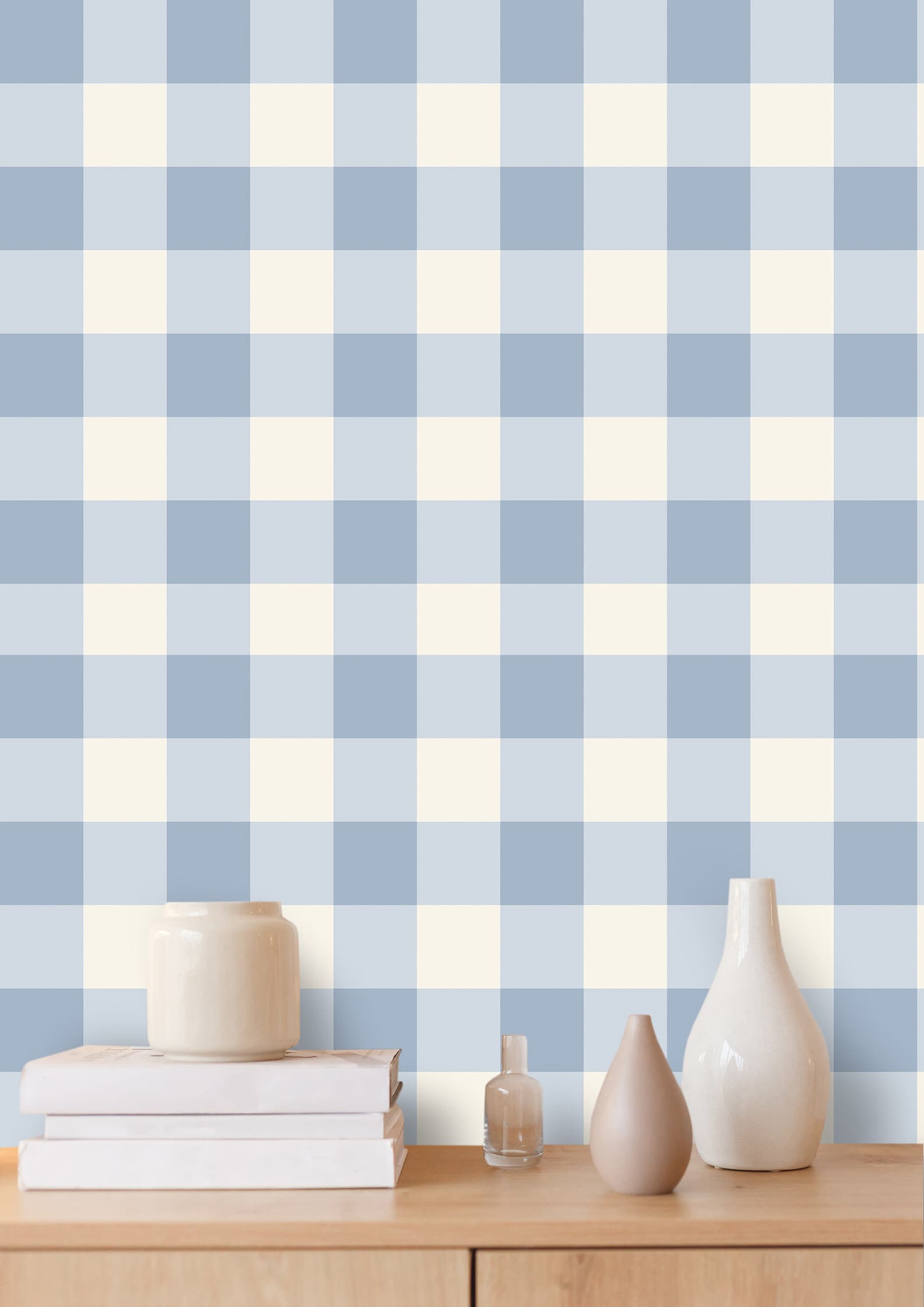 Buffalo Check - Sky Blue, Removable Wallpaper, 3 Inch Checked Plaid Pattern in Light Blue ...