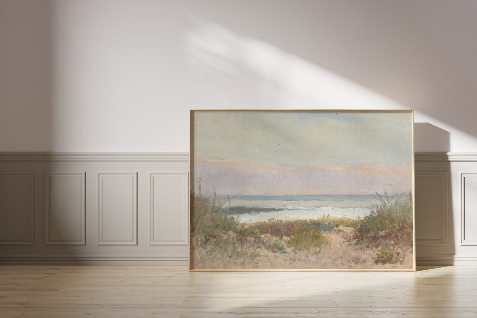 Vintage Seashore Oil Painting Art Print, Coastal Painting, Pastel ...