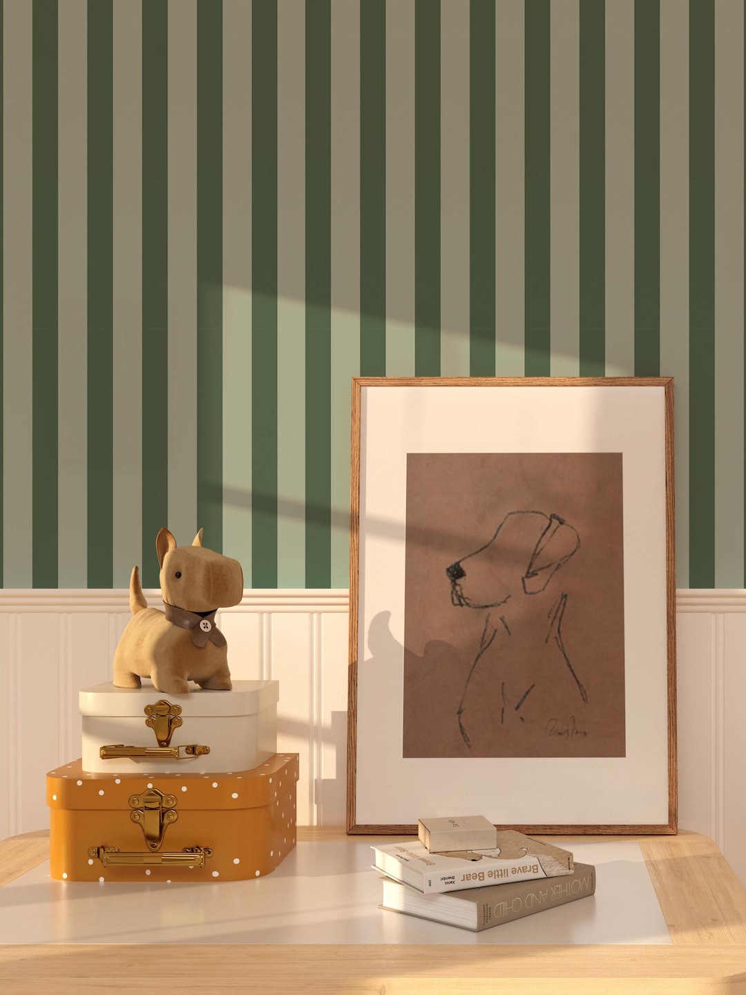 Perfect Stripe - Green, Green Stripe Wallpaper, Removable Peel & Stick ...