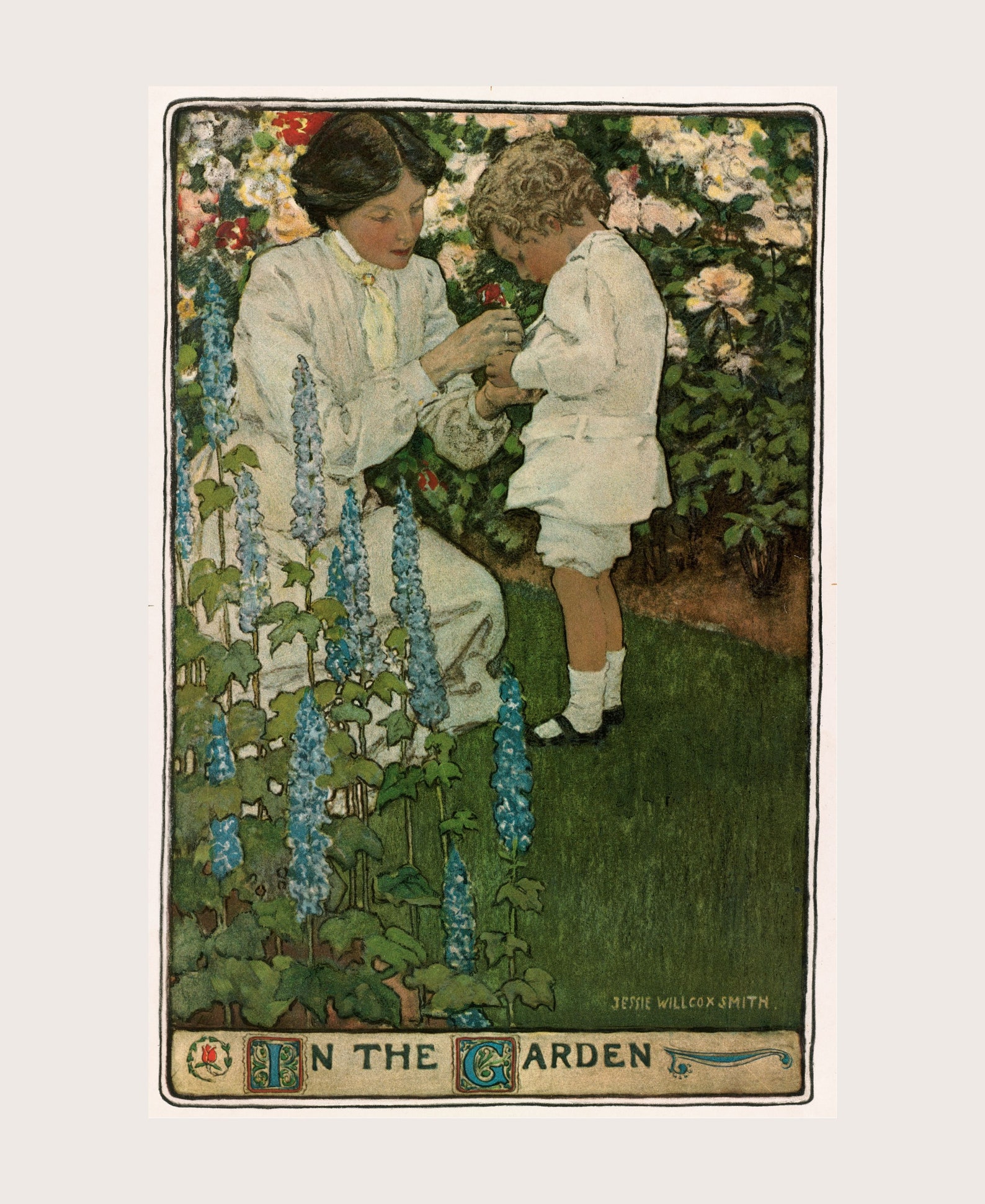 Vintage Childrens Illustration, in the Garden, Early 1900s Childrens ...