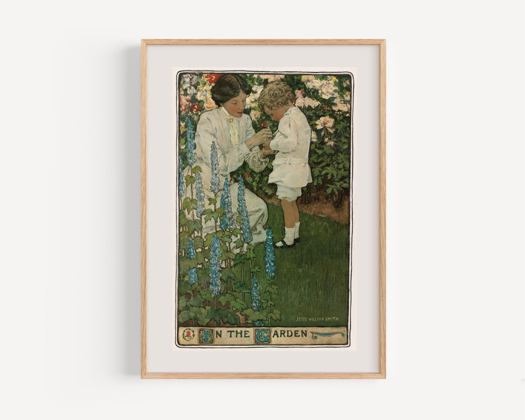 Vintage Childrens Illustration, in the Garden, Early 1900s Childrens ...