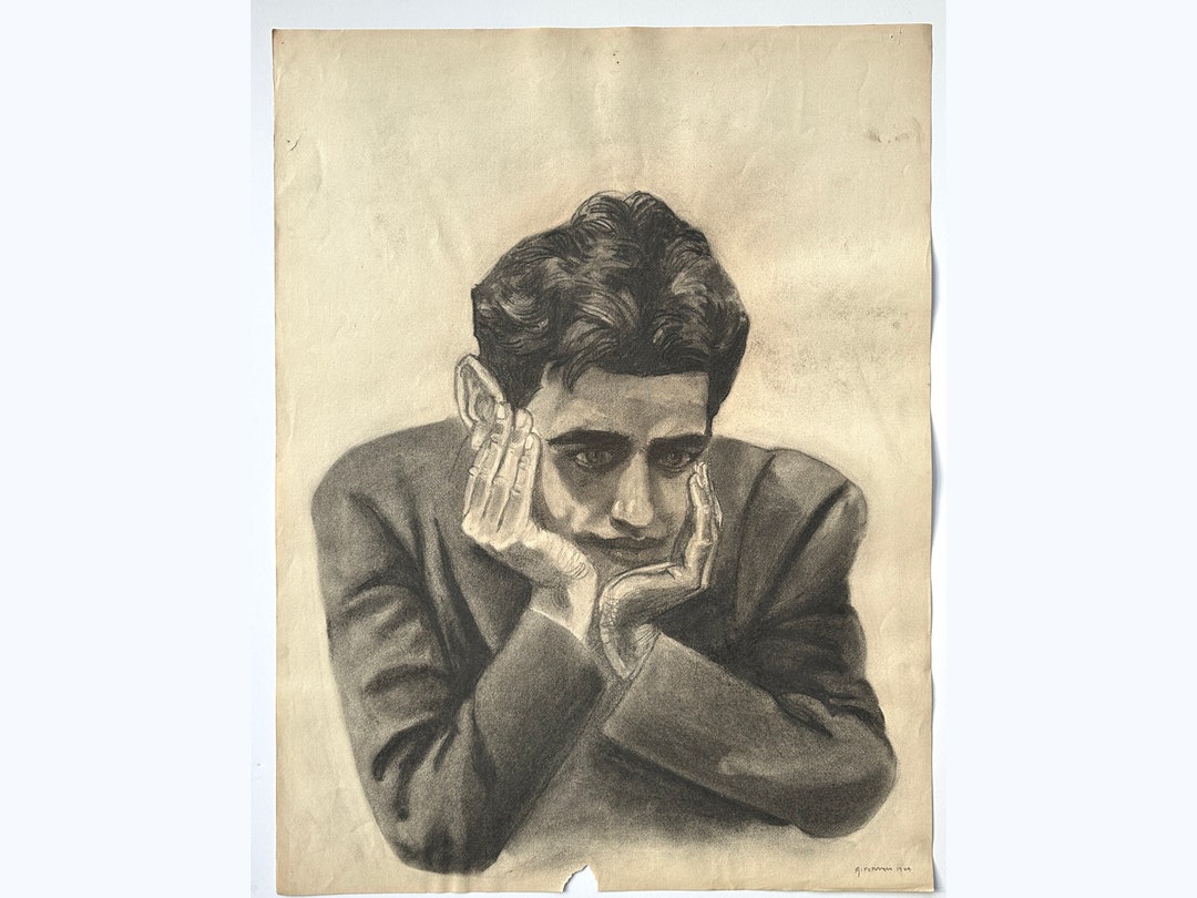 Vintage 1940s Realist Portrait of Bored Man in Suit by Anthony Ferrara ...