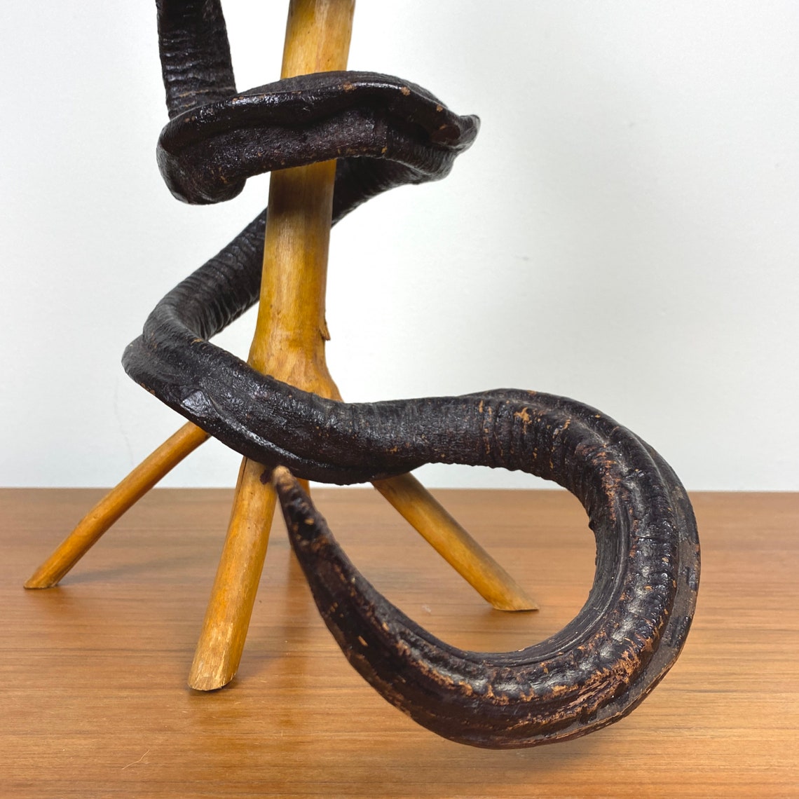 Large Vintage Hand Carved Wooden Cobra Snake on Stand folk - Etsy