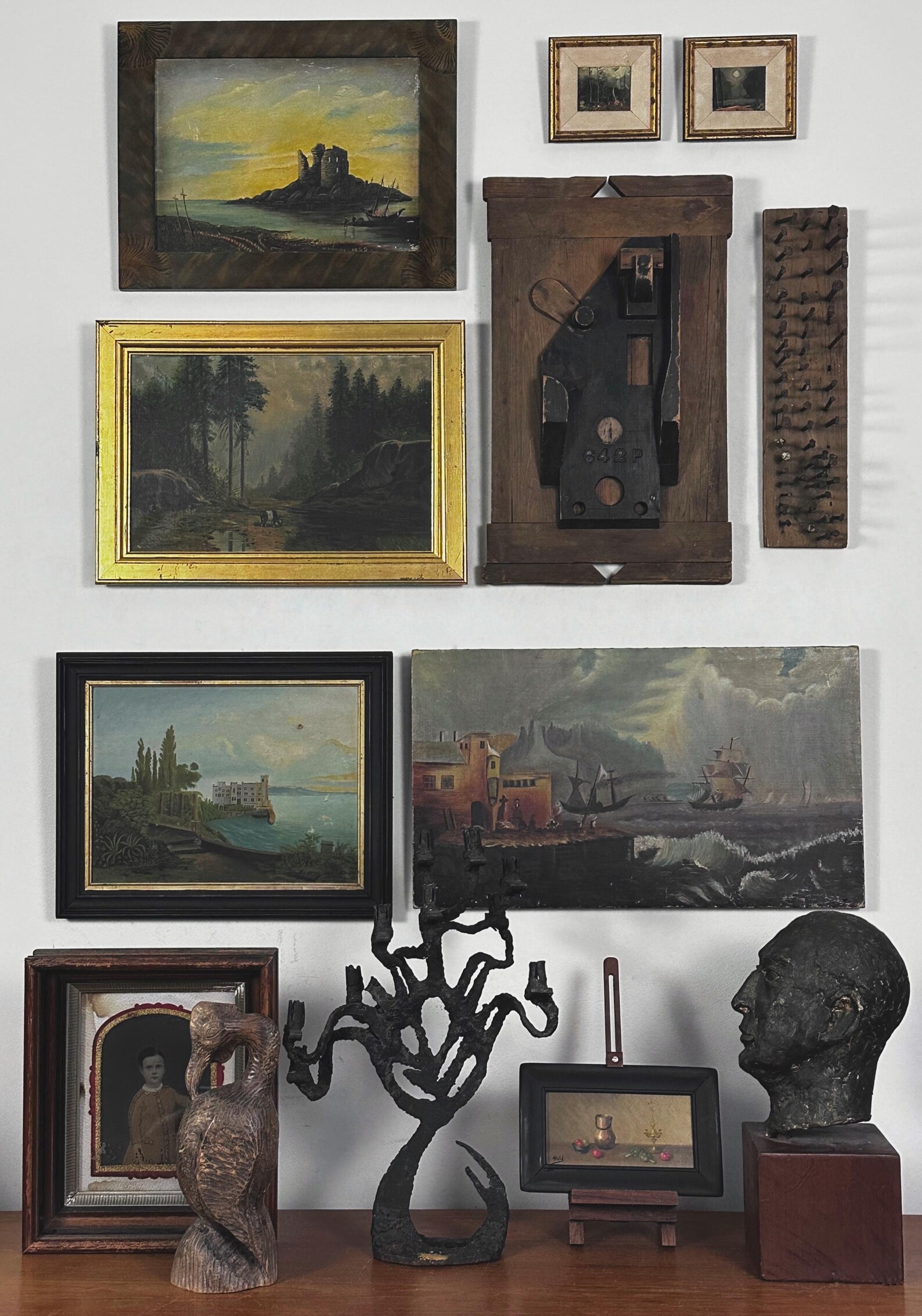 Antique Outsider Art Dada Style Assemblage Sculpture With Foundry ...