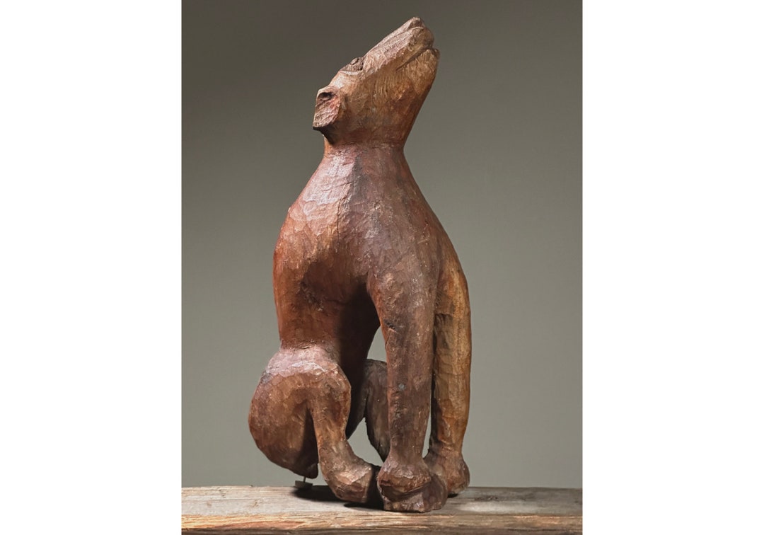 Antique Hand Carved Folk Art Howling Dog Sculpture - Etsy