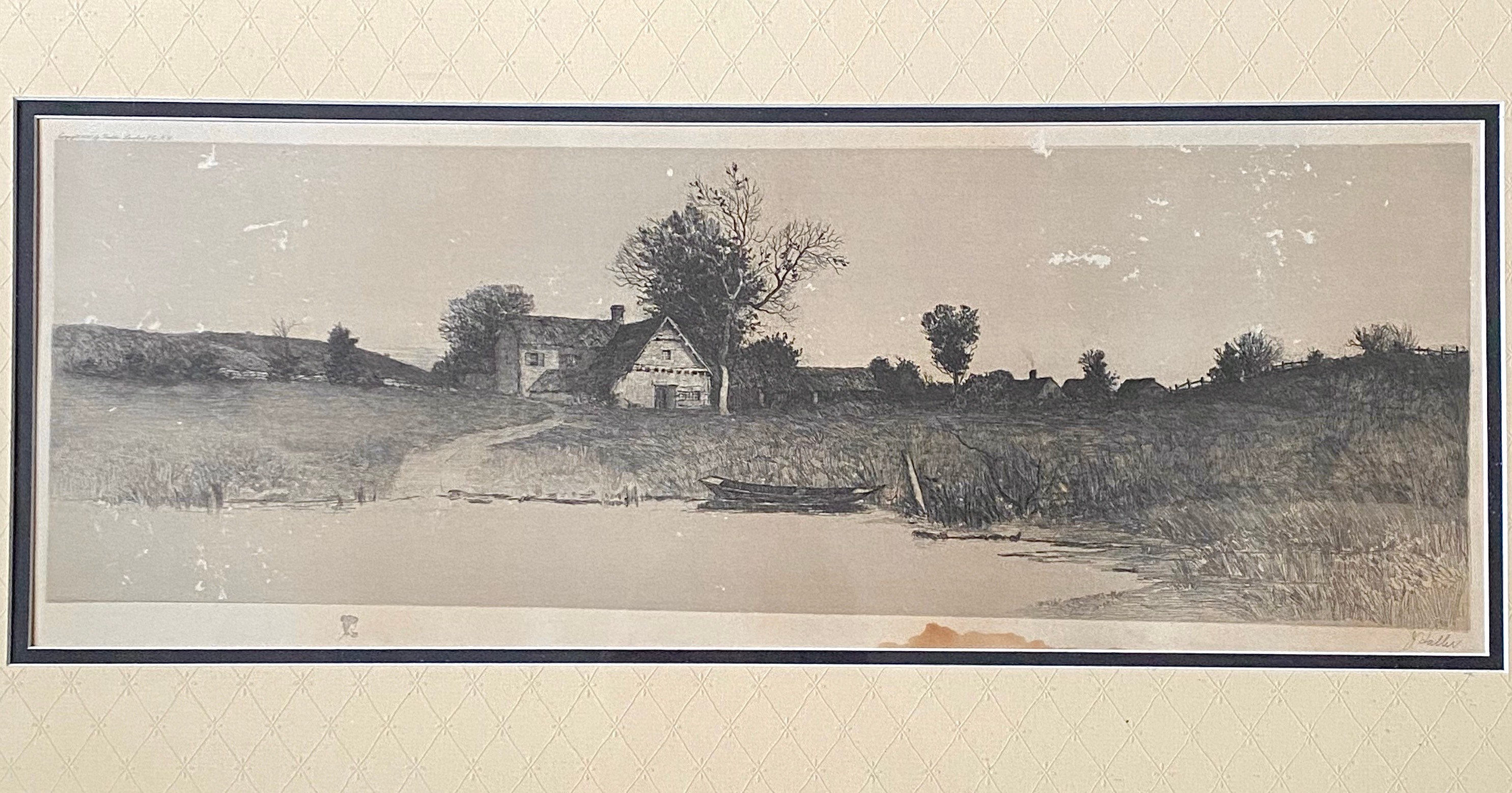 J. Haller Signed Etching With Filigree Oak Frame - Etsy