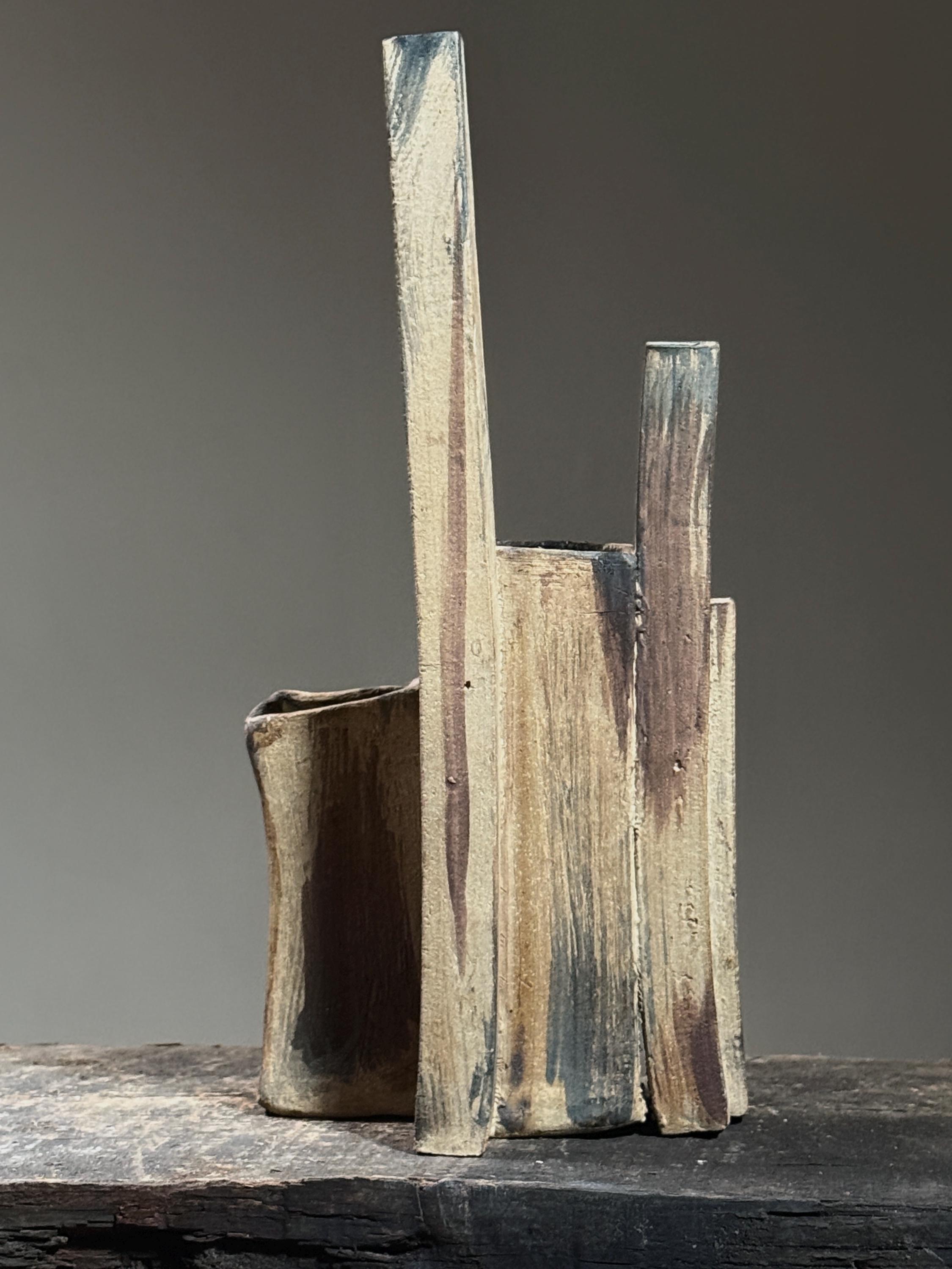 Vintage Abstract Expressionist Tiered Five Chambered Polychrome Ceramic ...
