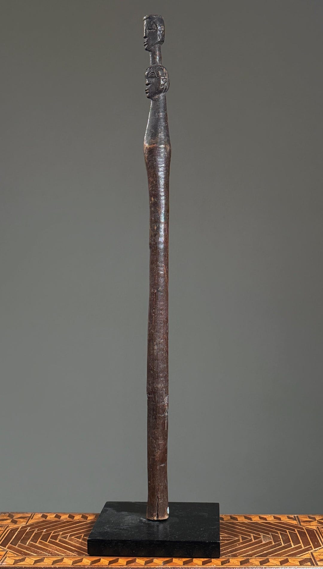 Antique African Lobi Staff With Double-headed Finial With Custom Stand ...