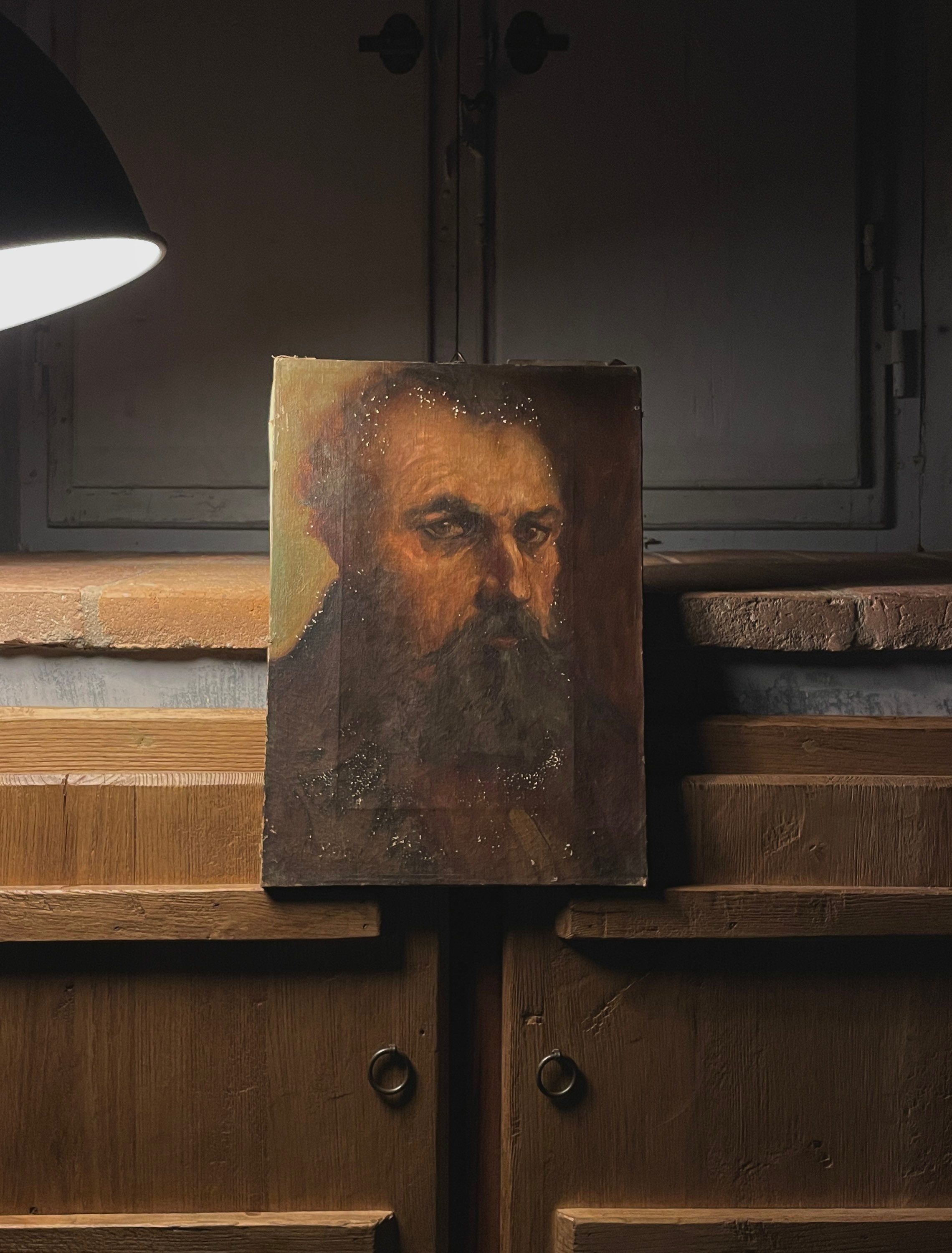 Antique 18th Century Old Masters Style Italian Portrait of Bearded Man ...