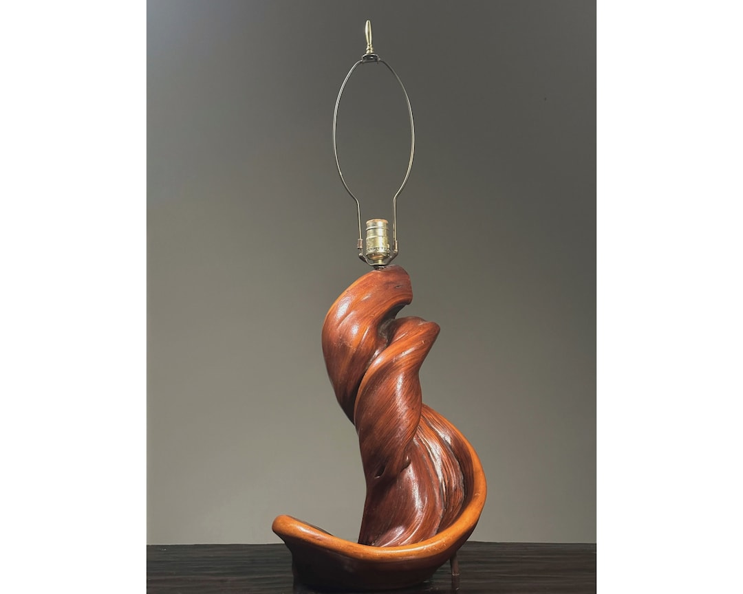 Vintage Organic Modern Twisted Wood Lamp/modernist Decor - Etsy