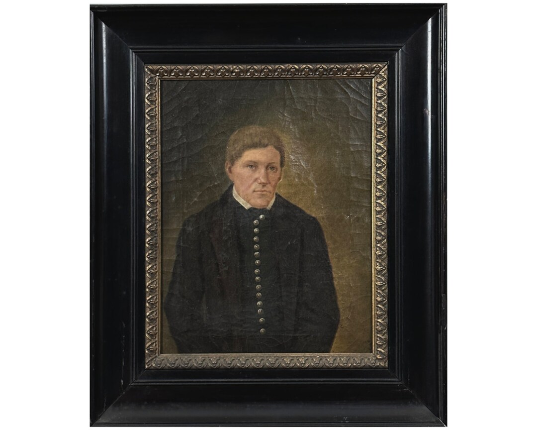 Antique 18th C. Portrait of A Colonial Man in Suit, Framed (oil on ...