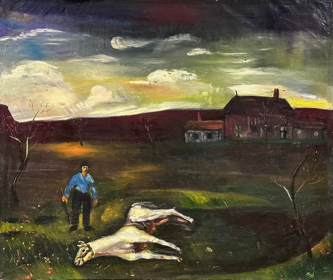 Revington Arthur - Vintage Outsider Landscape With Figure and Dead ...