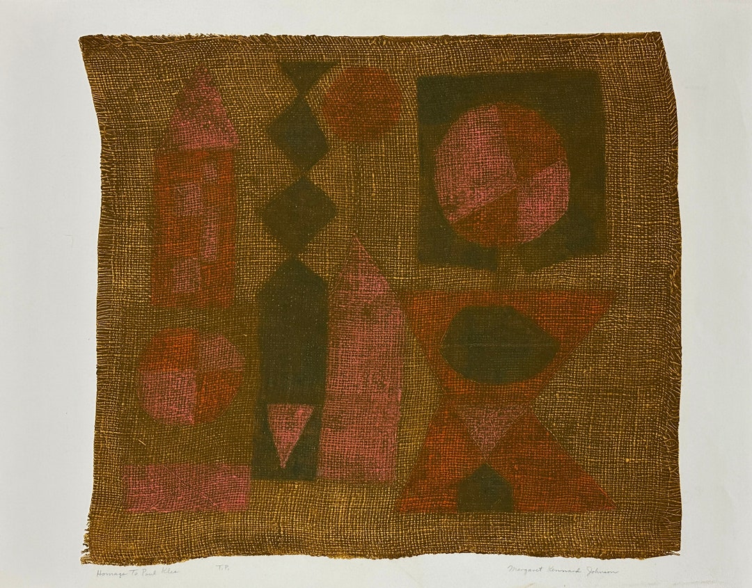 Homage to Paul Klee Unique Collagraph by Margaret Johnson, Signed c ...