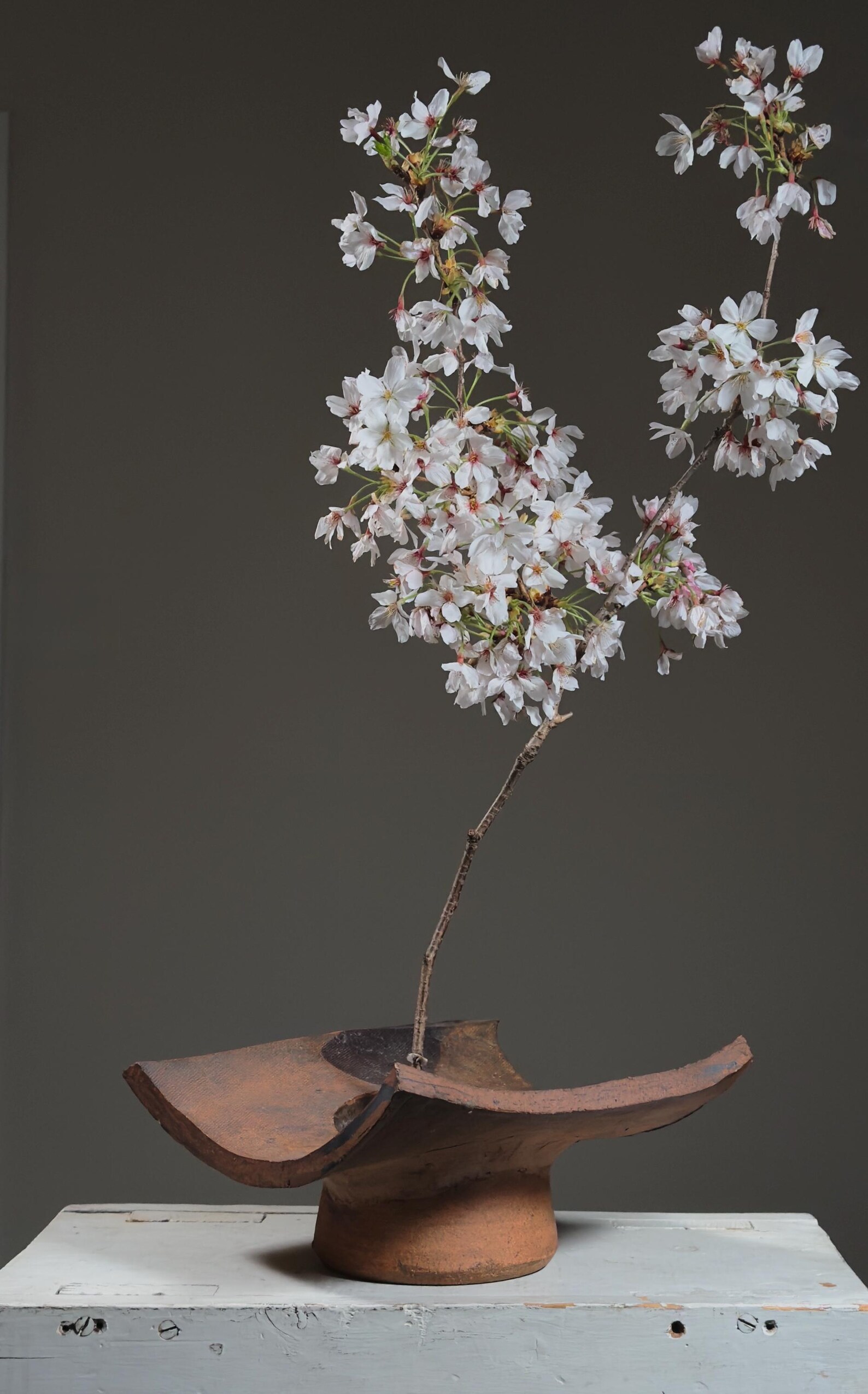 Vintage Japanese Modernist Slab Built Reddish Clay Ikebana Vessel ...