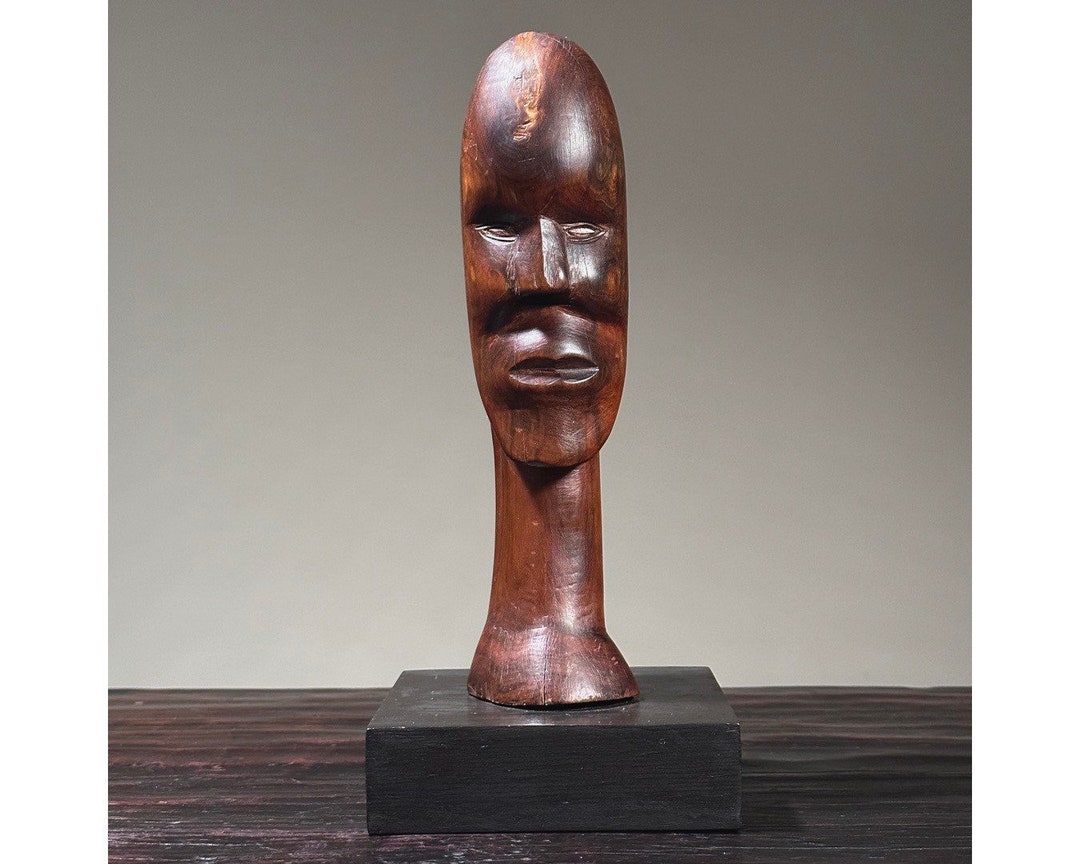 Vintage Hand Carved African Mahogany Portrait Sculpture/modigliani - Etsy
