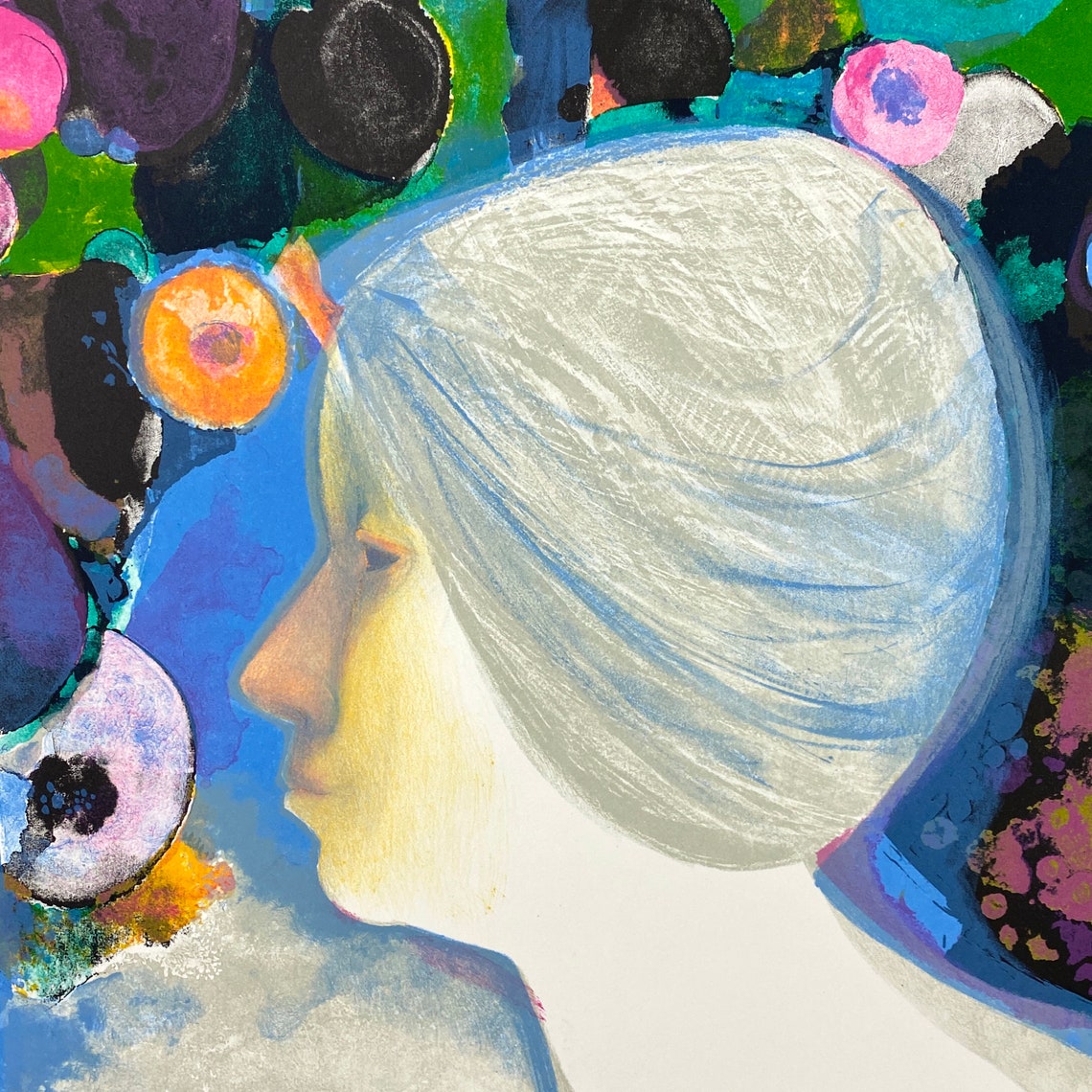 George Lockwood (american 1929-1969) - Portrait of A Lady Serigraph ...