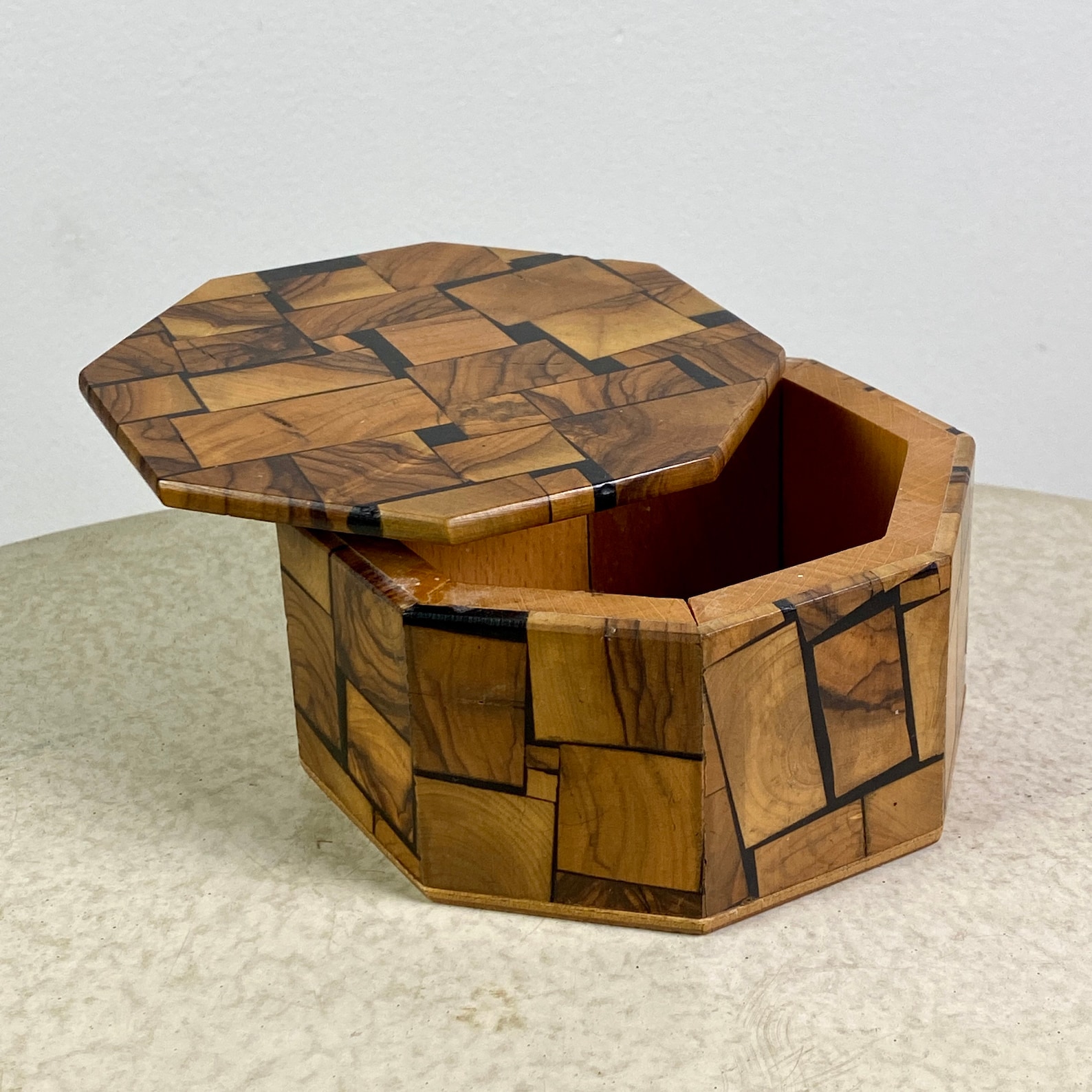 Richard Gross MCM Marquetry Style Lidded Octagonal Box - Etsy