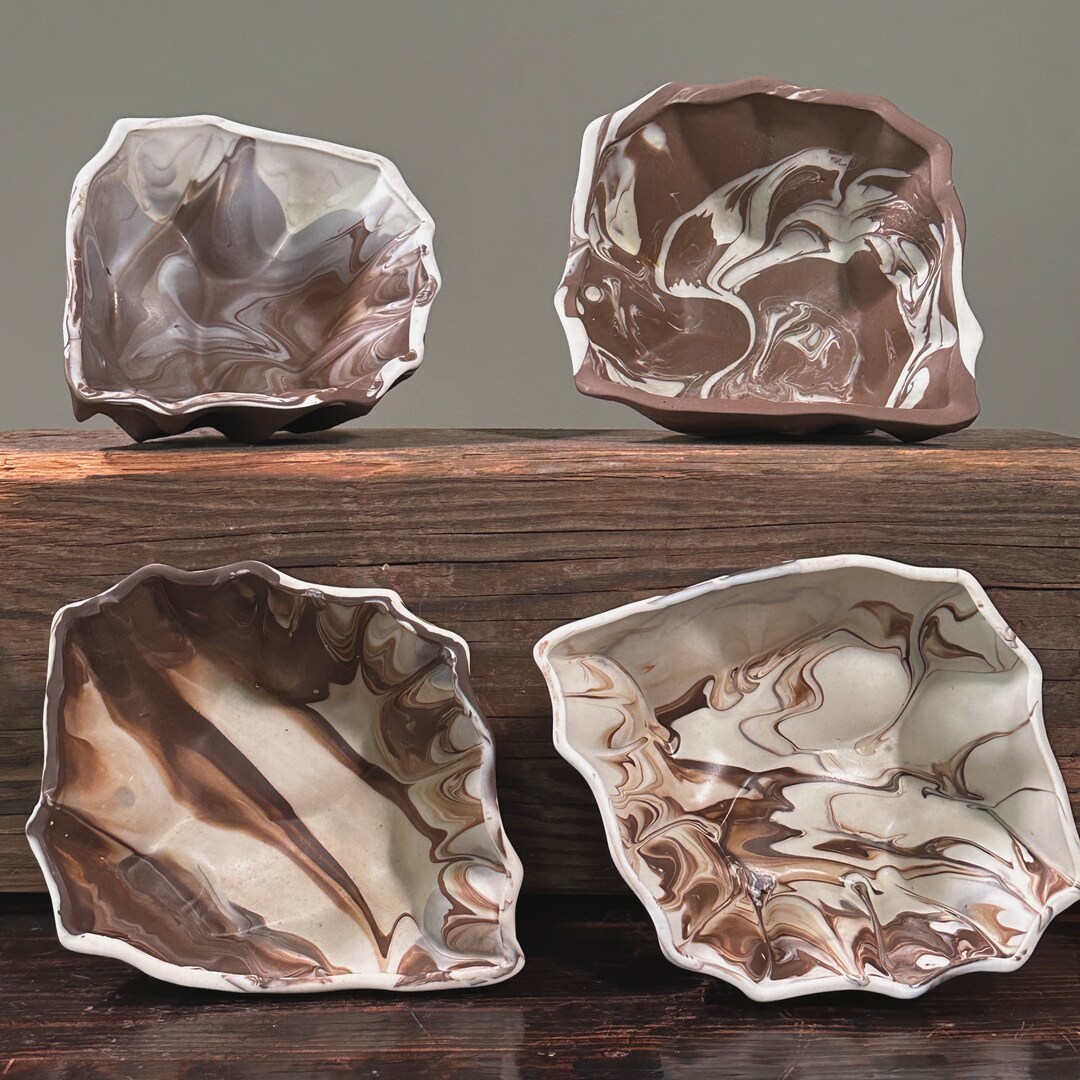 Vintage Marbleized Studio Craft Ceramic Bowls (set of 4) - Etsy