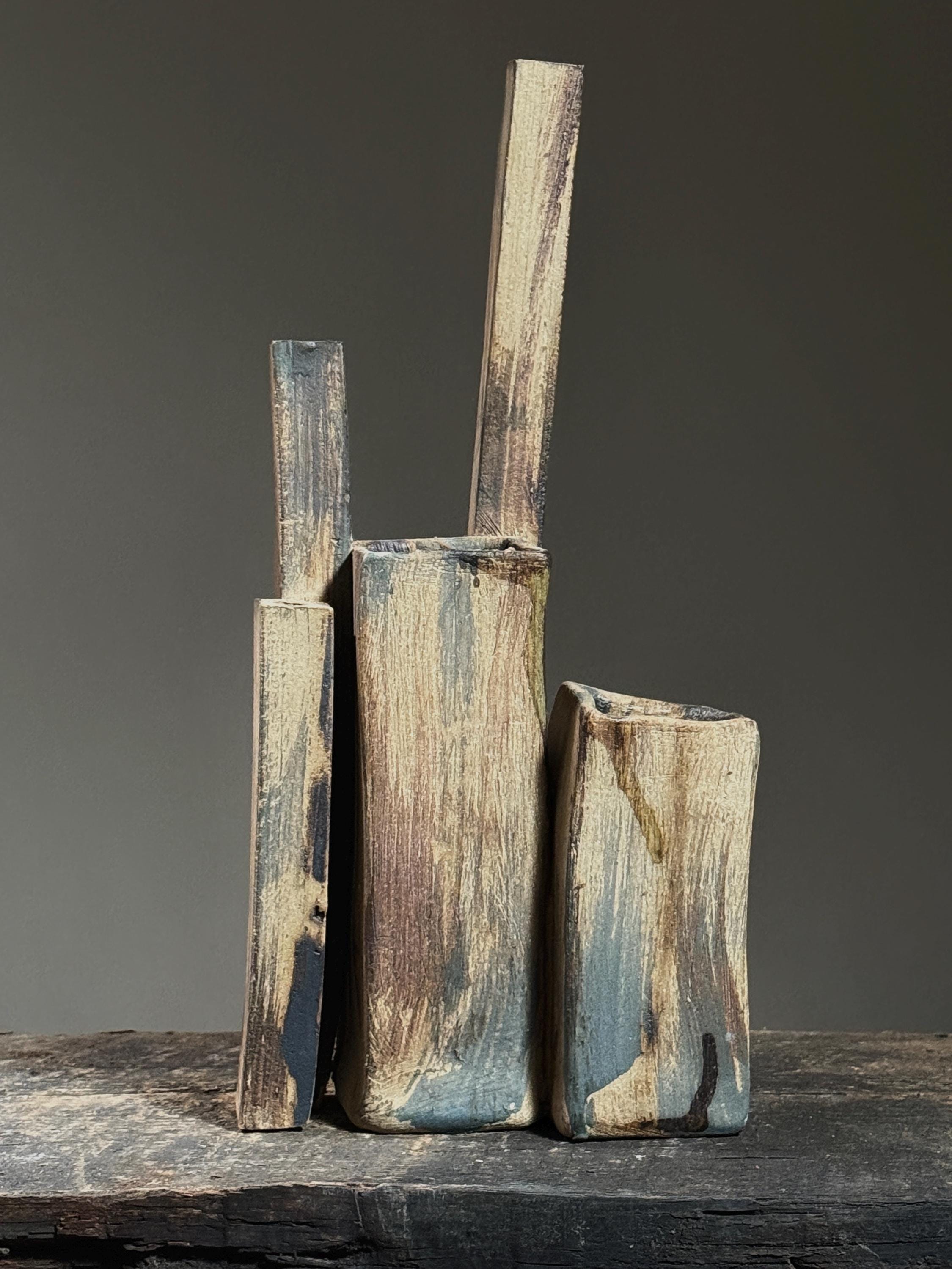 Vintage Abstract Expressionist Tiered Five Chambered Polychrome Ceramic ...