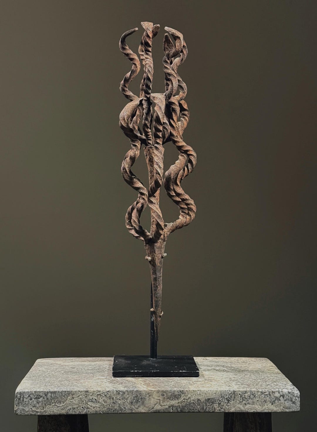 Antique Hand Forged Iron Mumuye Snake Torch Currency on Custom Stand - Etsy