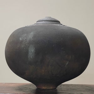 Vintage Postmodernist Raku Fired Black Stoneware Vesse by Rick Foris ...