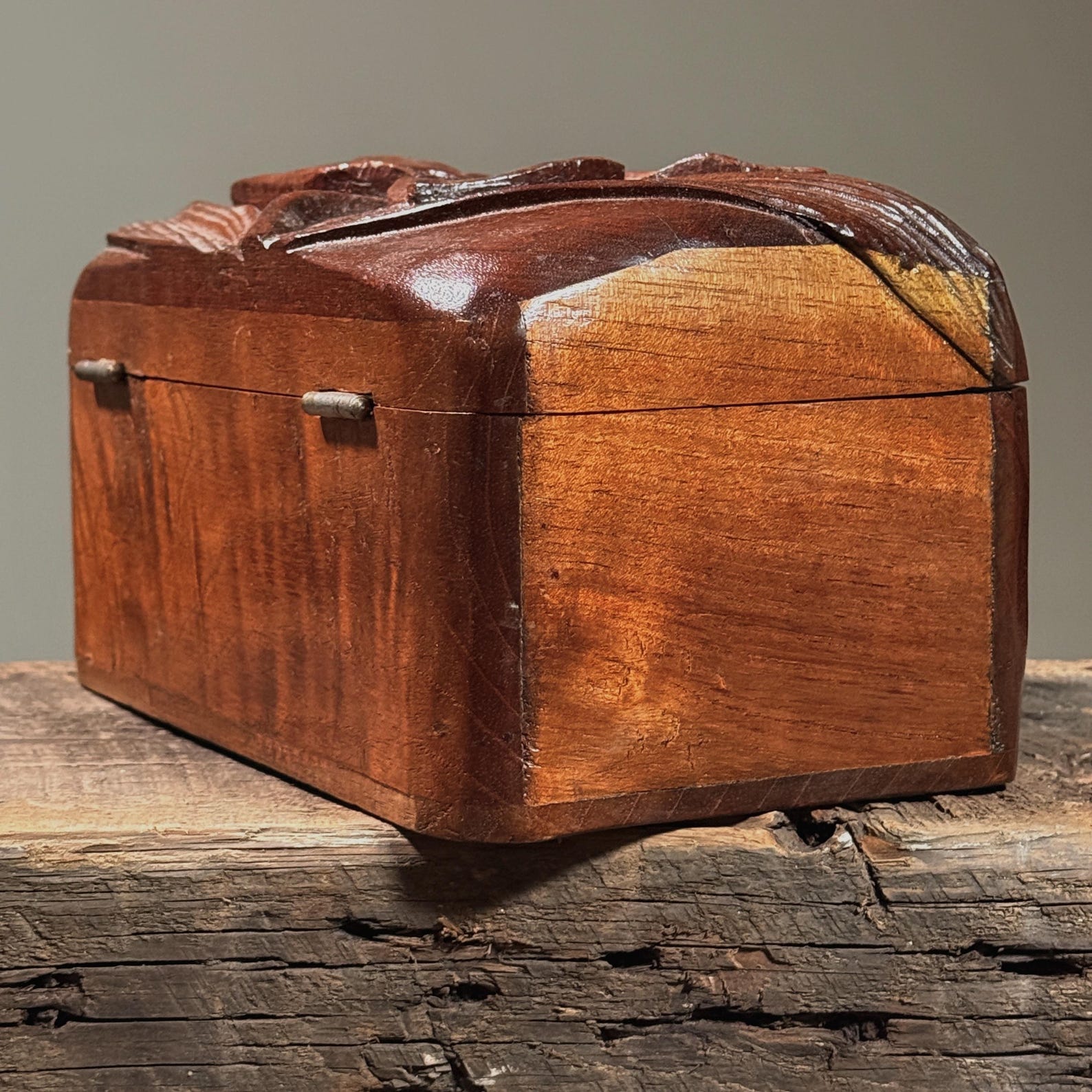Vintage Hand Carved Folk Art Two Tone Box With Daffodil Detail - Etsy