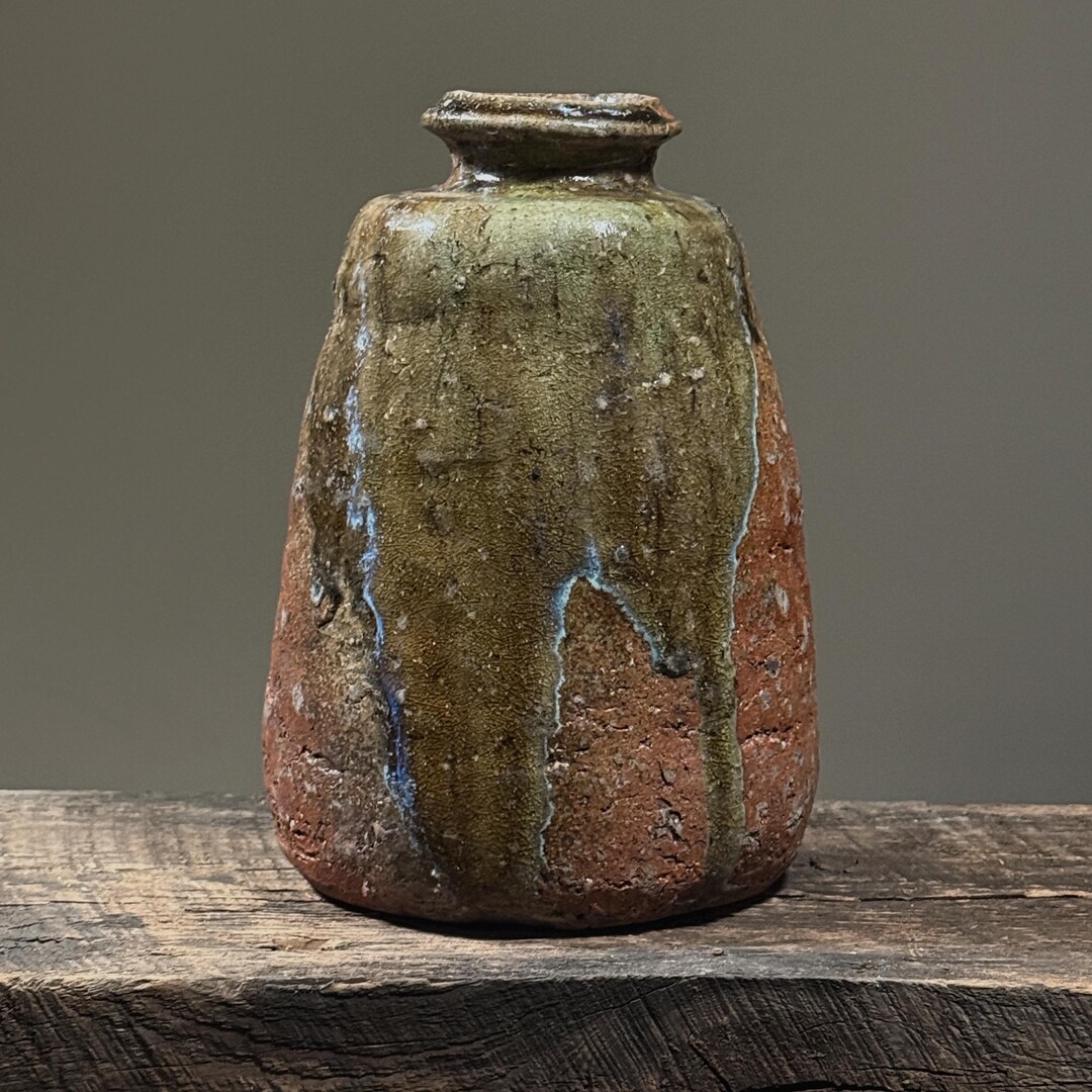 Vintage Bizen Ware Japanese Drip Glazed Stoneware Vessel - Etsy
