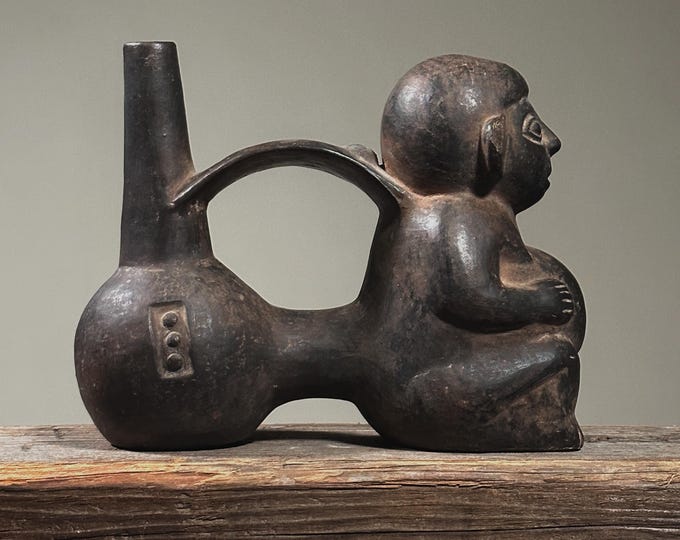 Antique Chimù-inca Style Folk Art Double Barrel Clay Whistling Vessel ...