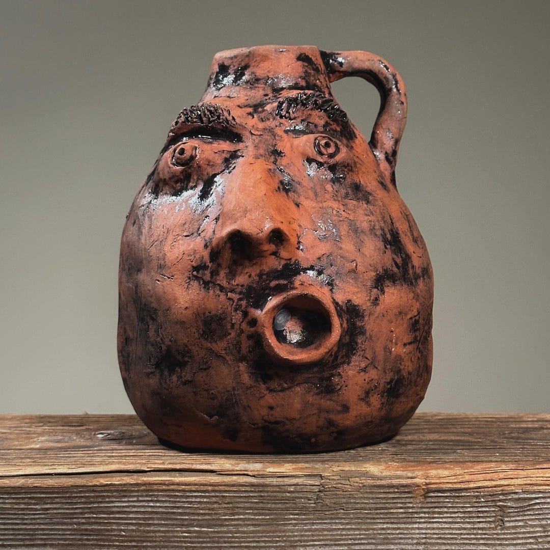 Vintage Folk Art Ceramic Face Jug, Signed - Etsy