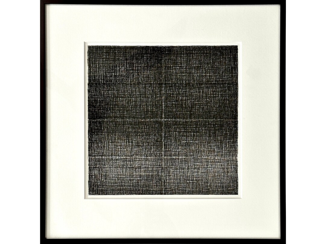 Minimalist “four Squares” Charcoal Drawing on Paper, Framed (2004) - Etsy
