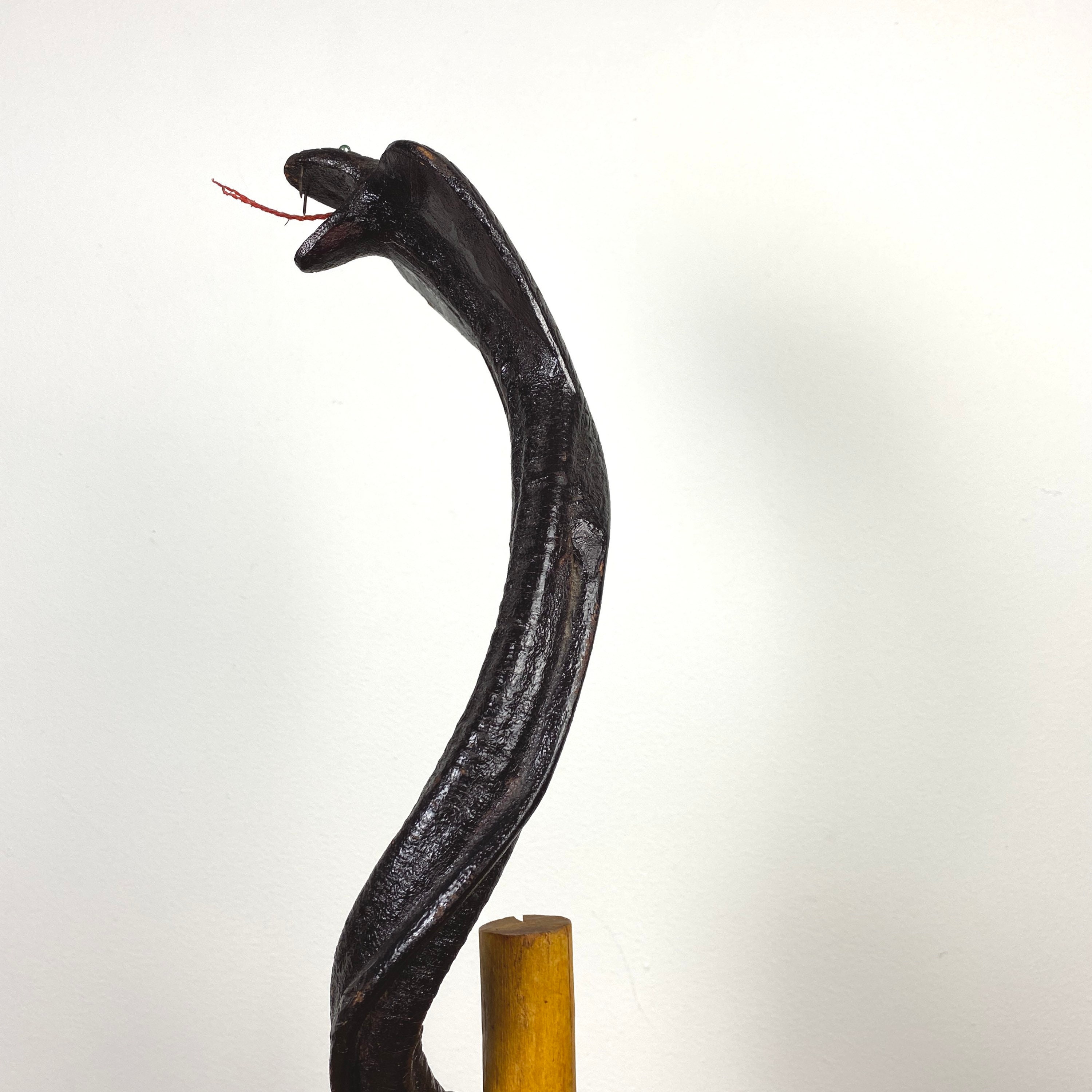 Large Vintage Hand Carved Wooden Cobra Snake on Stand folk Art - Etsy