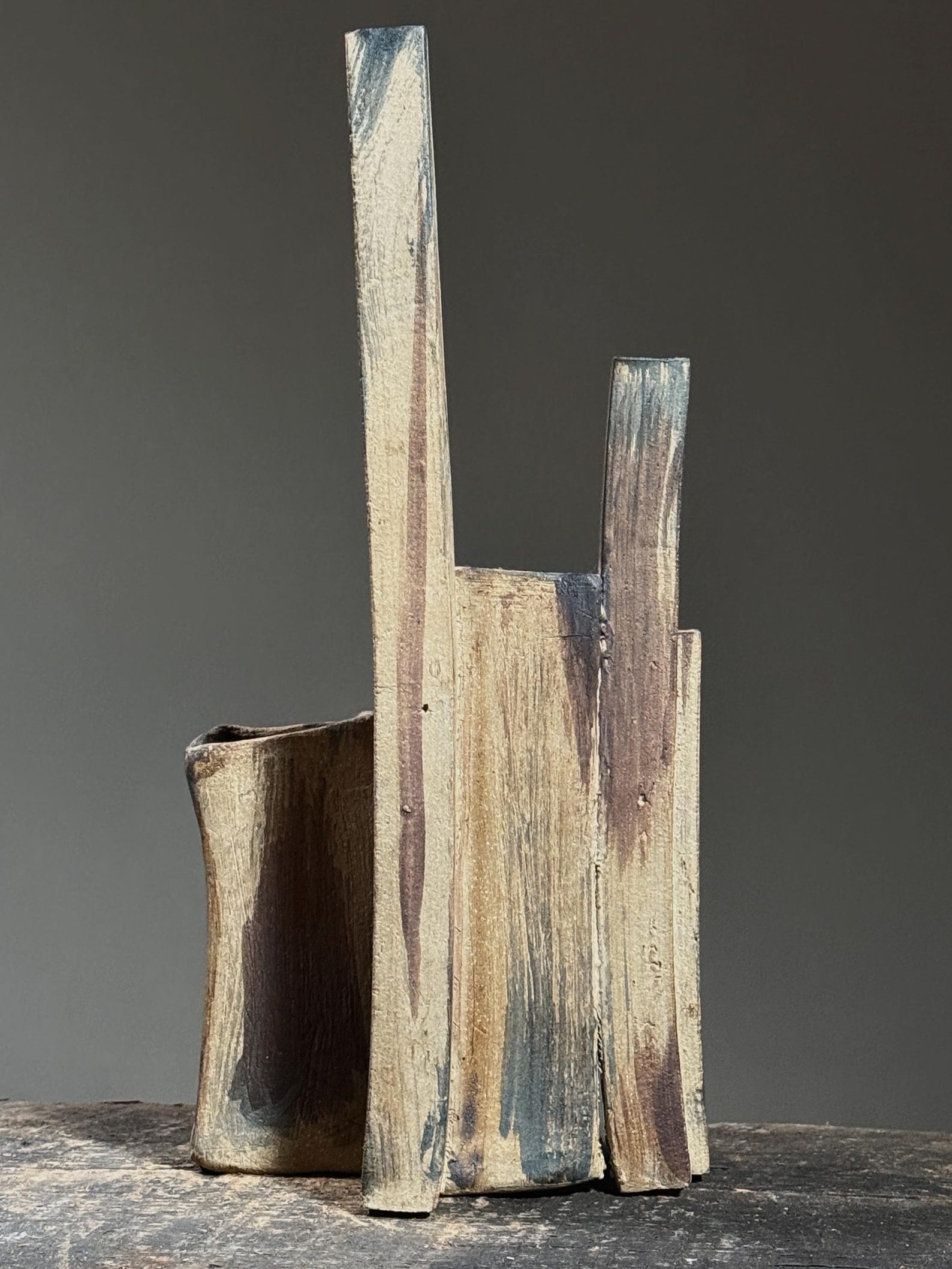 Vintage Abstract Expressionist Tiered Five Chambered Polychrome Ceramic ...