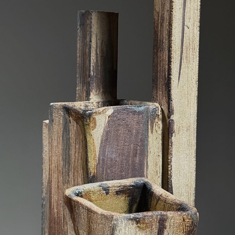 Vintage Abstract Expressionist Tiered Five Chambered Polychrome Ceramic ...