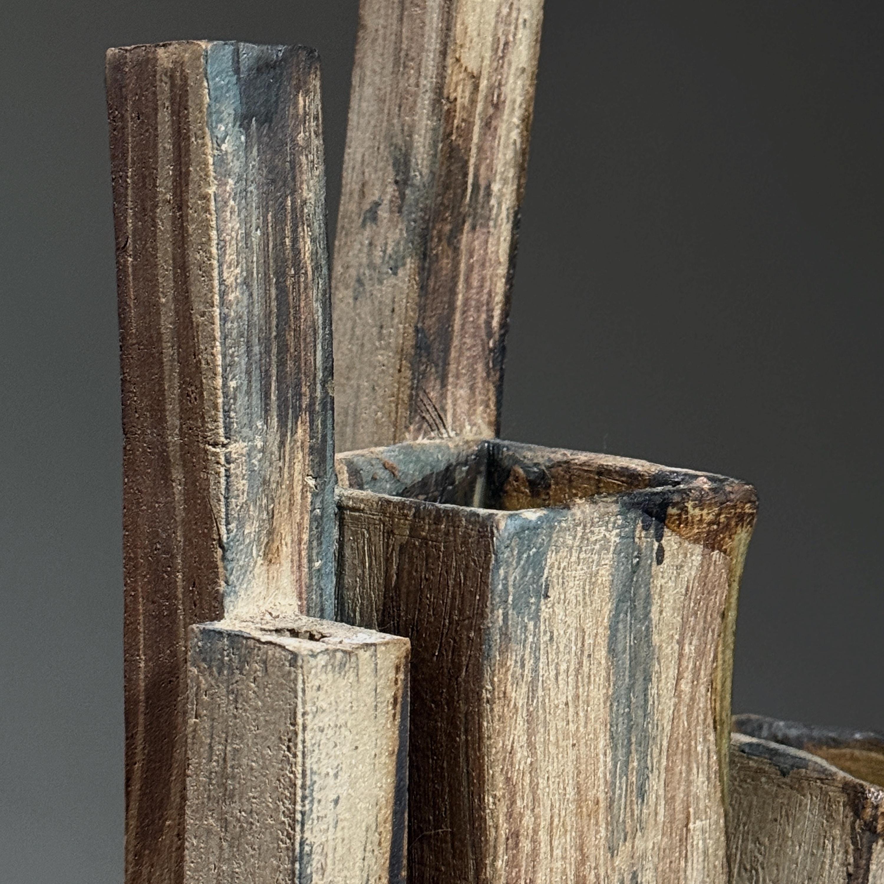 Vintage Abstract Expressionist Tiered Five Chambered Polychrome Ceramic ...