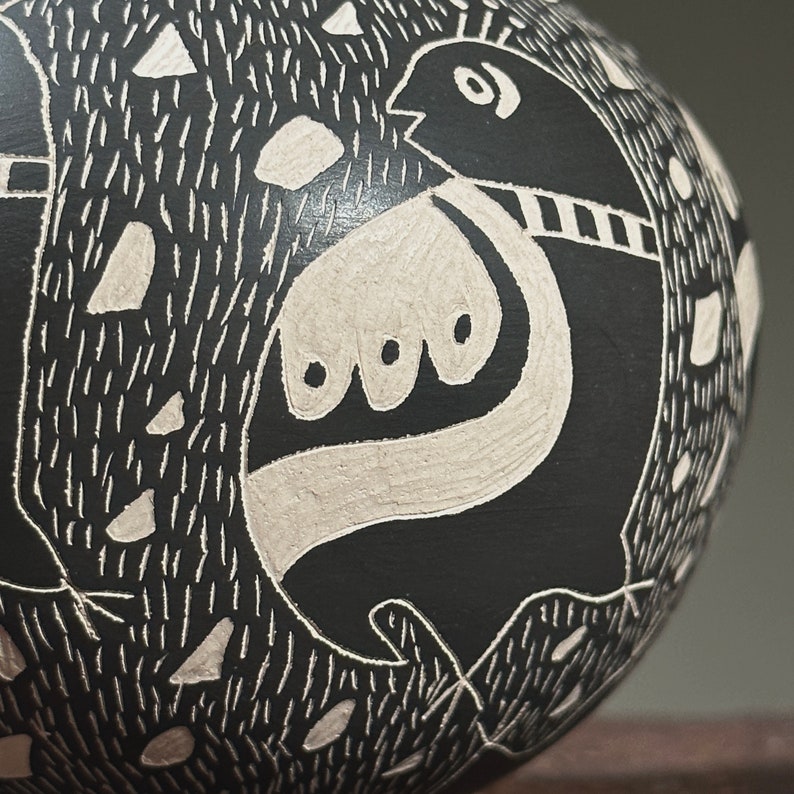 Vintage Acoma Polychrome Bird Sgraffito Vessel by Antonion Veloz ...