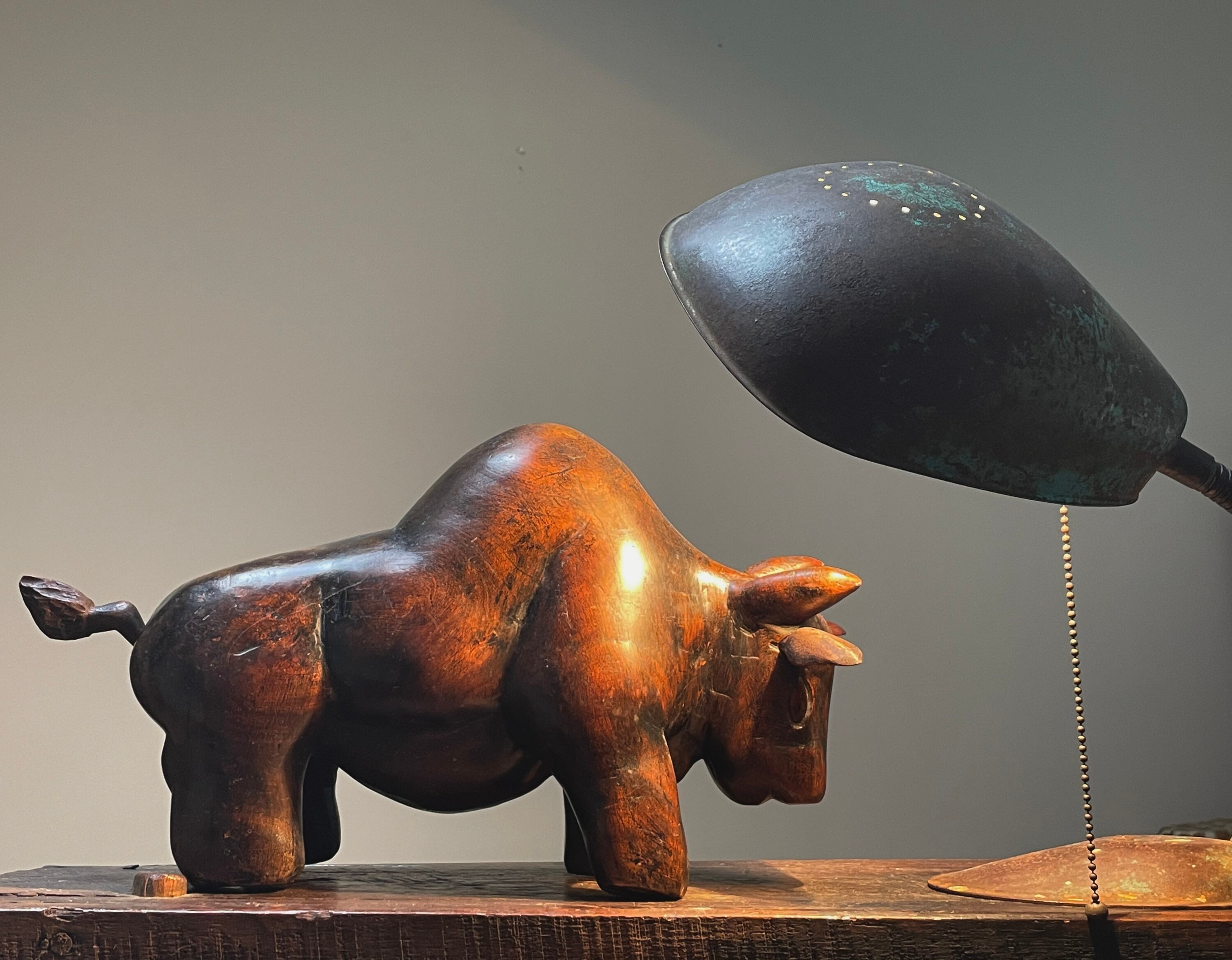 Vintage Folk Art Hand Carved Wood Bull Sculpture - Etsy