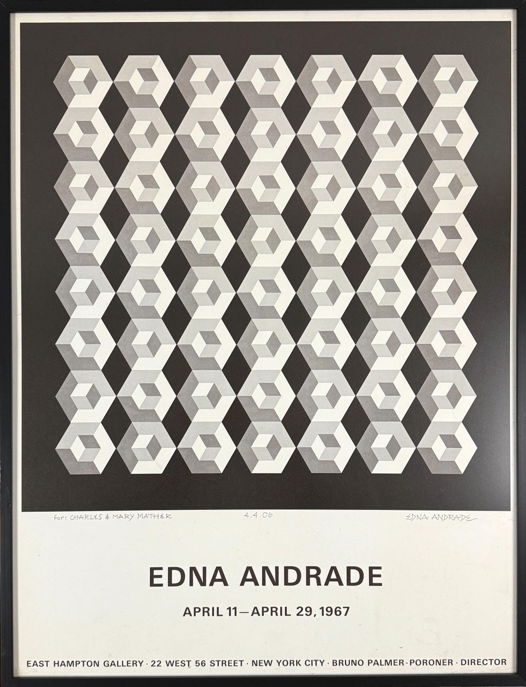 Vintage Edna Andrade Op Art NYC 1967 Exhibition Print, Signed - Etsy