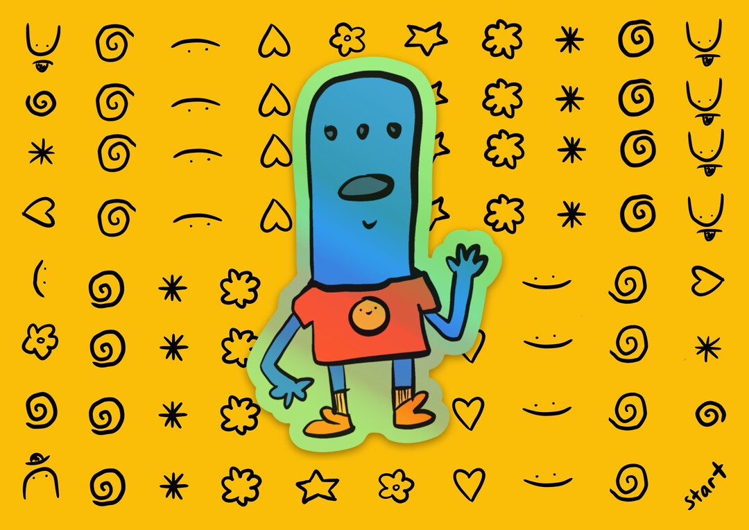 Waving Friend Holographic Sticker - Etsy