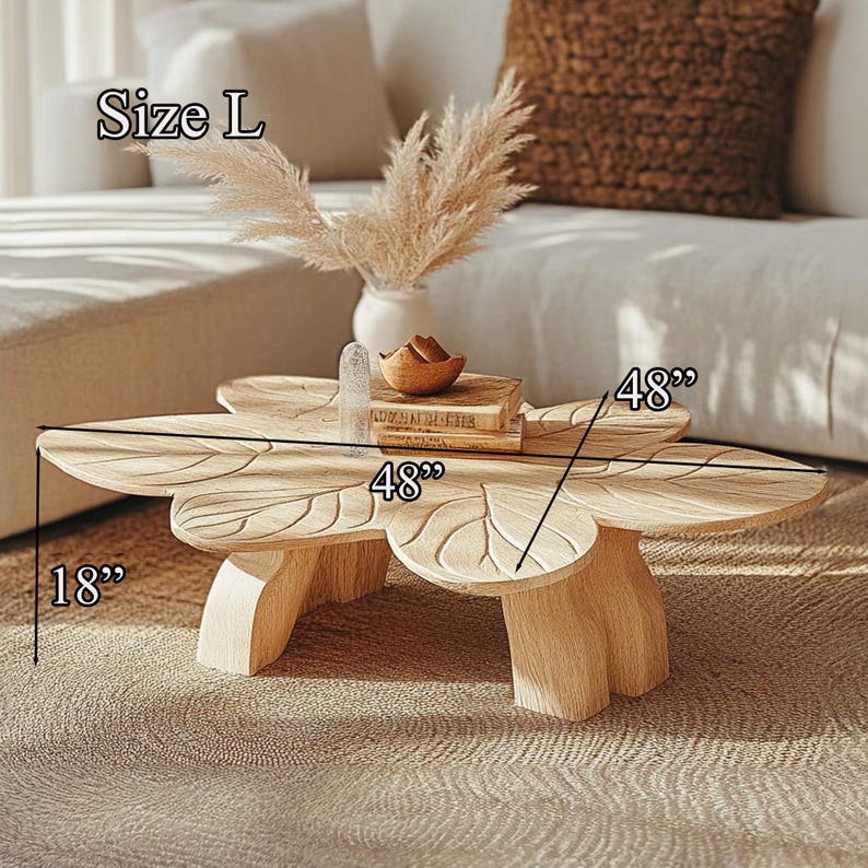 Handmade Coffee Table Wooden Leaf Coffee Table Natural Style Wood ...