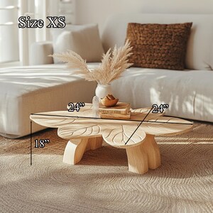 Handmade Coffee Table Wooden Leaf Coffee Table Natural Style Wood ...