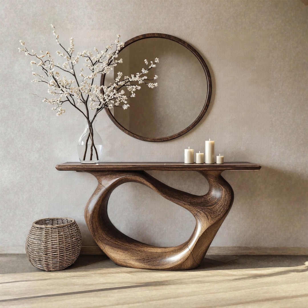 Custom Console Table Handmade Natural Solid Wood Live Edge Table Mid ...
