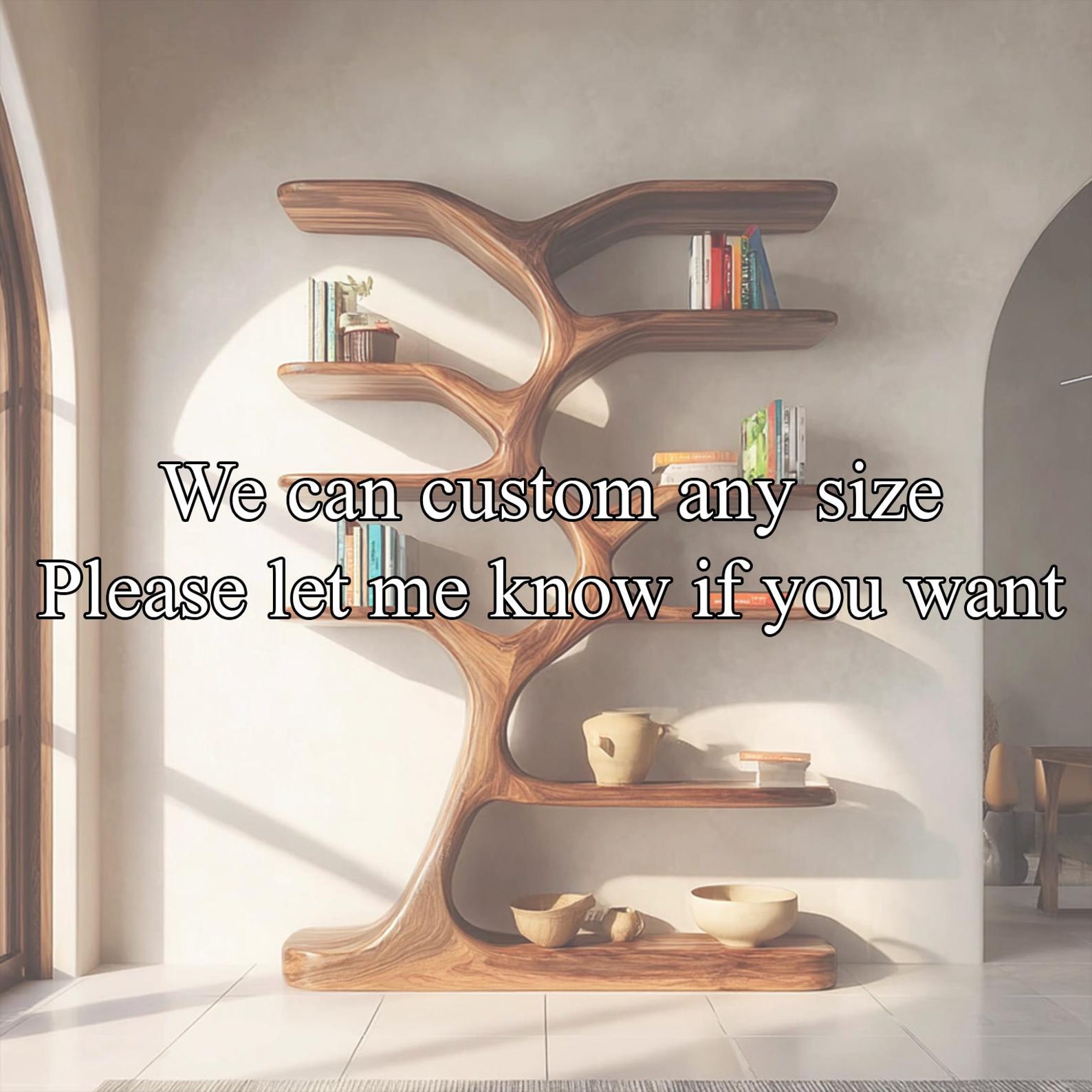 Rustic Tree Bookshelf Solid Wood Handmade Living Room Decoration Tree ...
