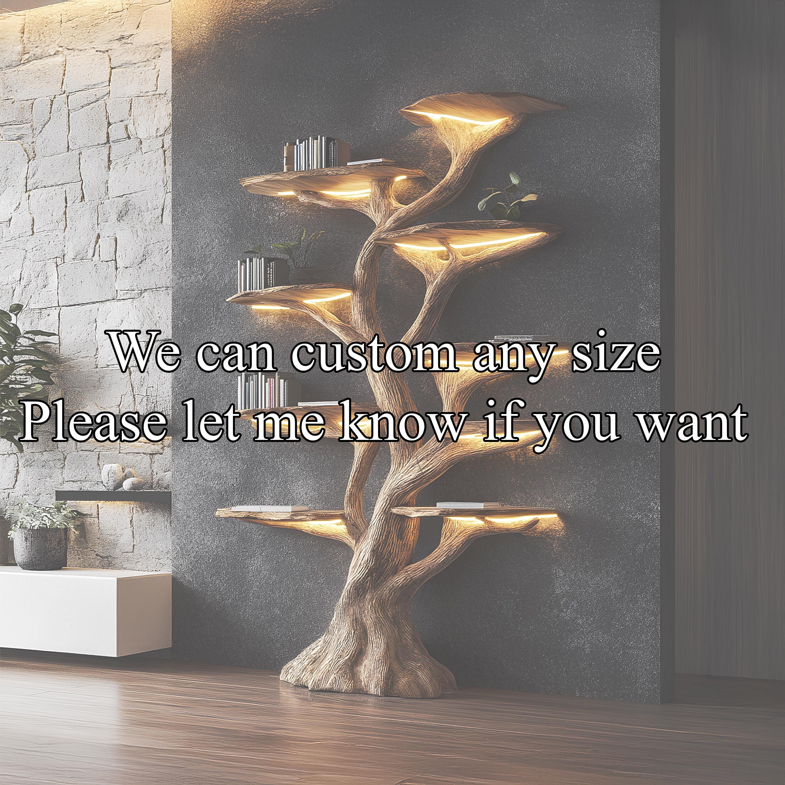 Tree Bookshelf, Rustic Wooden Book Tree Shelf, Unique Wall-mounted ...