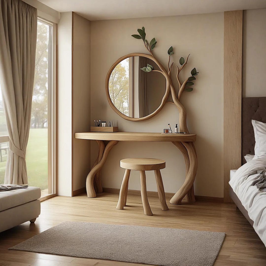 Custom Dressing Table Solid Wood Mirror Vanity Table Handmade Unique ...