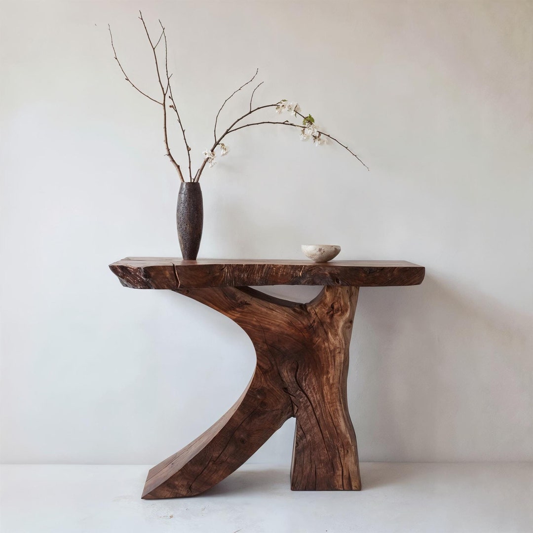 Wood Console Table Farmhouse Handmade Rustic Natural Console Table Live ...